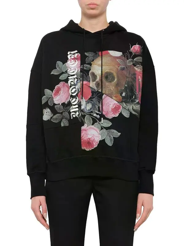 Alexander McQueen Patchwork Skull And Roses Hoodie - Black