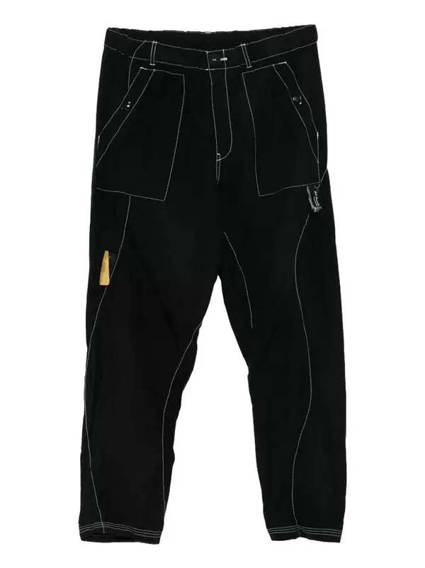 Undercover Contrast-stitch Tapered Pants - Black