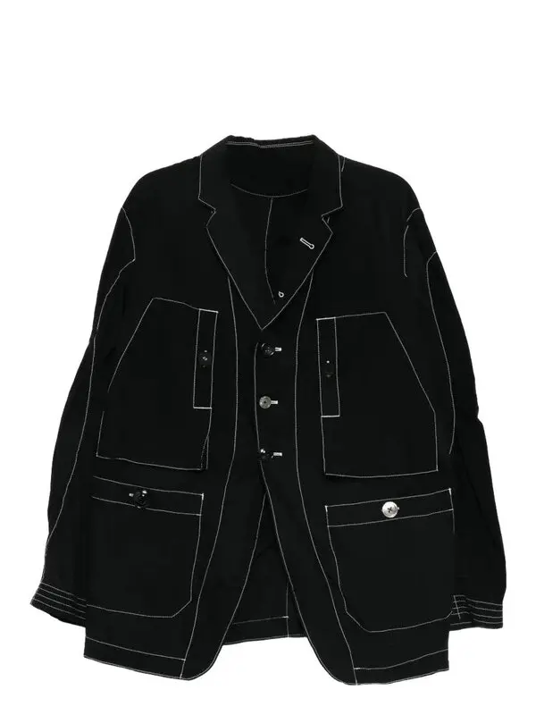 Undercover Contrast-stitch Blazer - Black