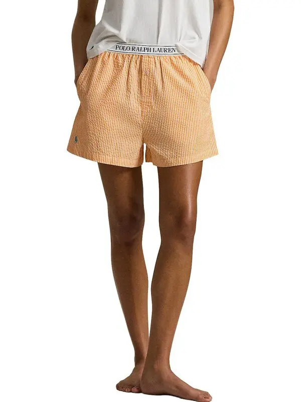 Ralph Lauren Polo Cotton Seersucker Boxer Shorts - Cloud/carrot