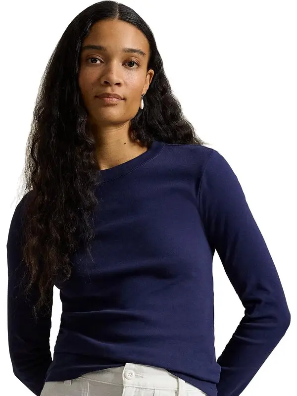Ralph Lauren Slim Fit Stretch Cotton Long-sleeve Crewneck Tee - Newport Navy
