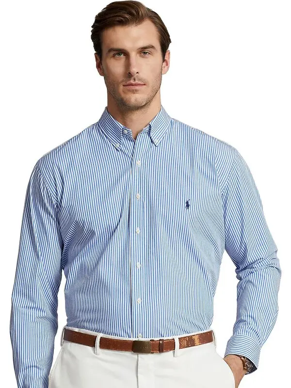 Ralph Lauren Striped Stretch Poplin Shirt - Light Blue/white