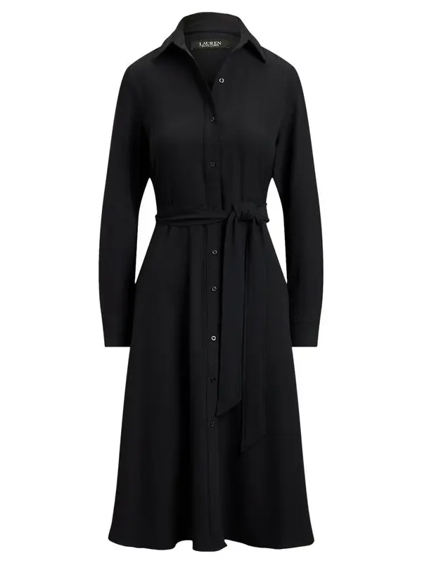 Ralph Lauren Belted Double-faced Georgette Shirtdress - Black