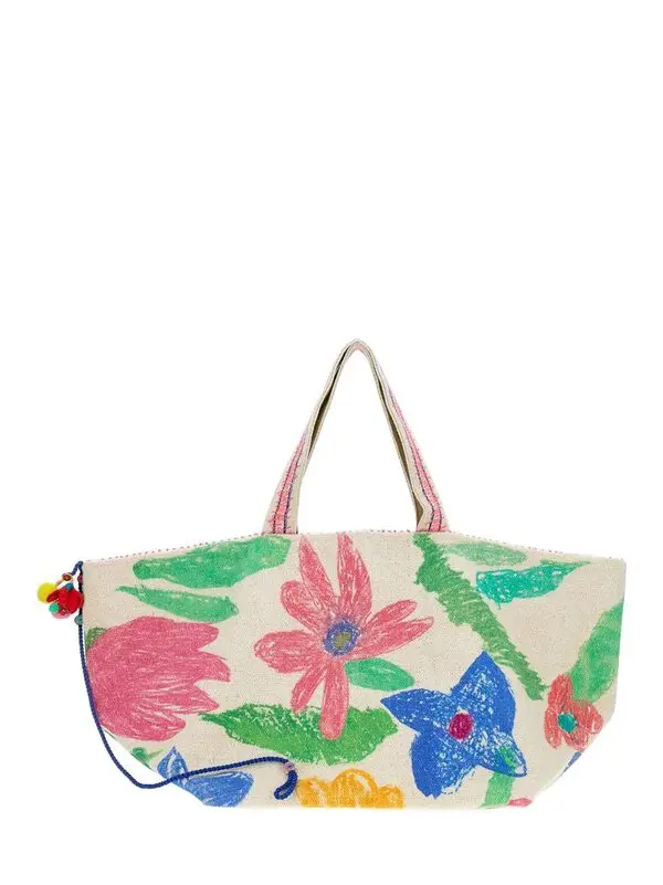Pero Large Cotton Canvas Floral Print Tote Bag - Multicolor