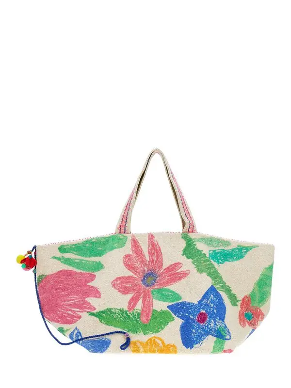 Pero Large Cotton Canvas Floral Print Tote Bag - Multicolor