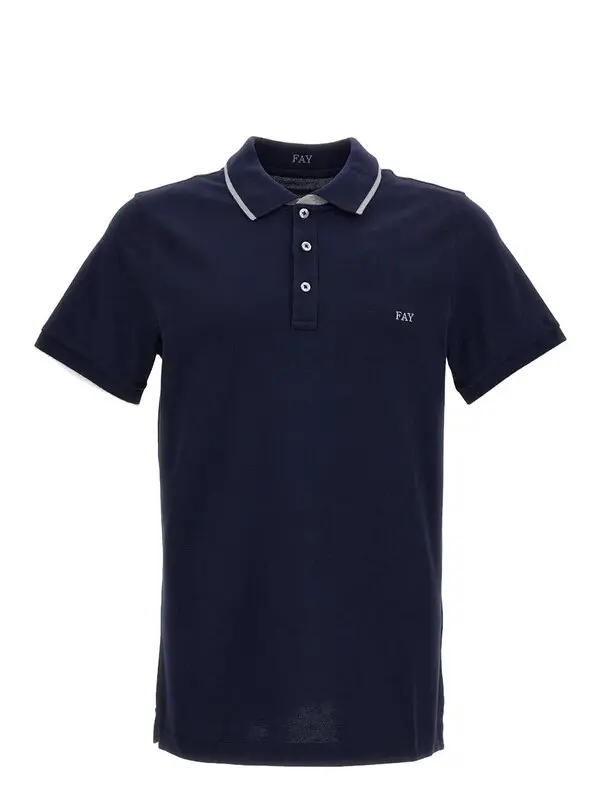 FAY Polo Piquet Stripes - Blue