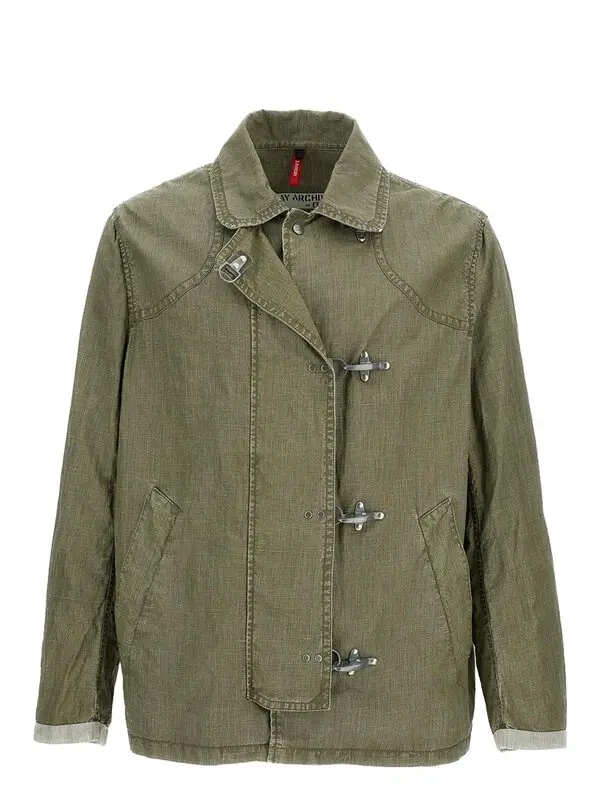 FAY Archive Four-hook Linen Jacket - Green