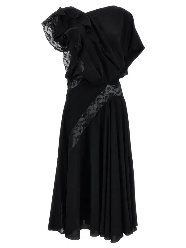 Junya Watanabe Long Dress With Lace Inserts - Black