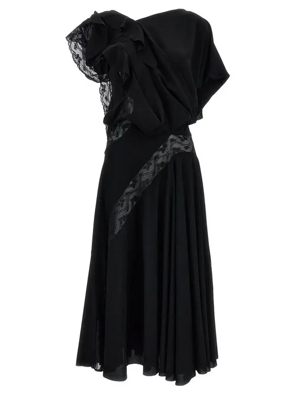 Junya Watanabe Long Dress With Lace Inserts - Black
