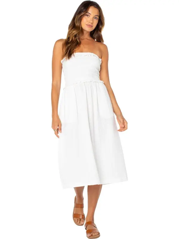 Roxy Avalon Tube Midi Dress - Cloud Dancer Solid