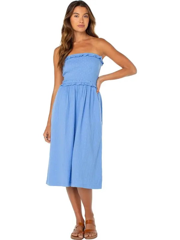 Roxy Avalon Tube Midi Dress - Cornflower Blue Solid