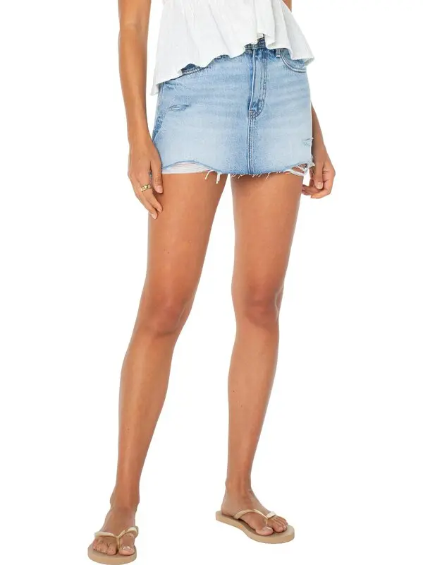 Roxy Golden Horizon Denim Mini Skirt - Wash Ashore Denim Wash