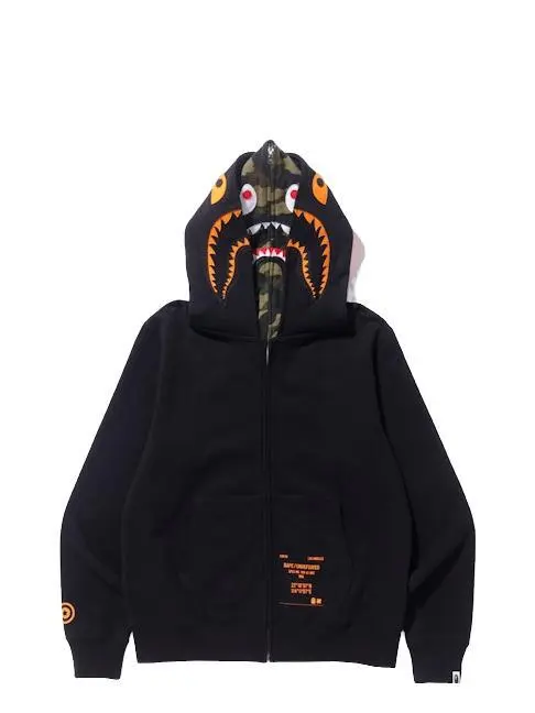 A BATHING APE X Undefeated Double Shark Full Zip Hoodie - Black