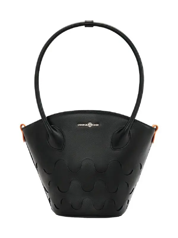 ORANGE CUBE Small Quilted Impressions Wavy Tote Bag - Black