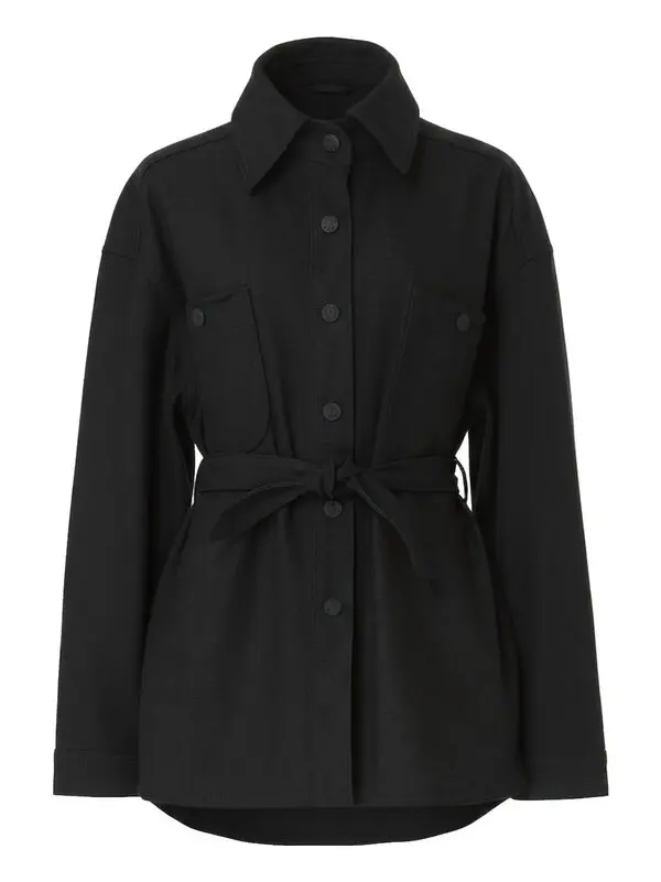 GAO REPUBLIC Oversized Belted Denim Shirt Jacket - Black