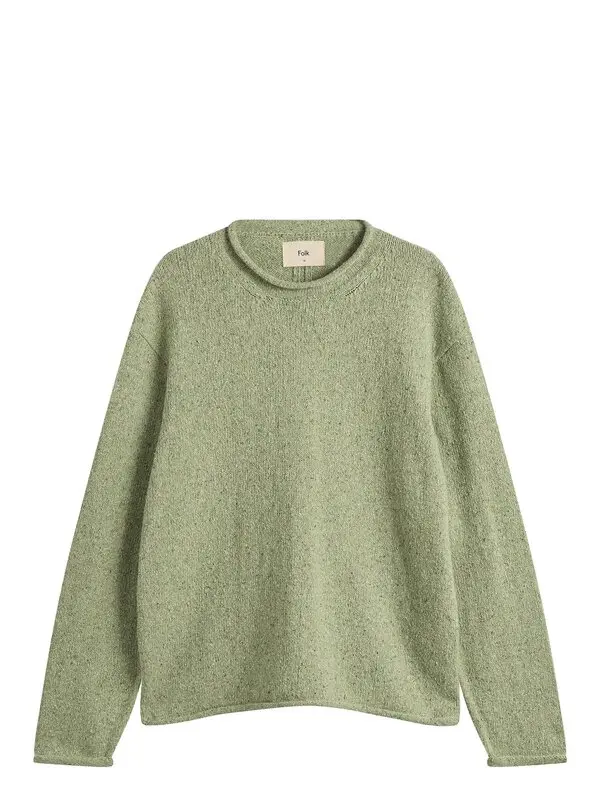 Folk Slouch Crew Jumper - Light Sage