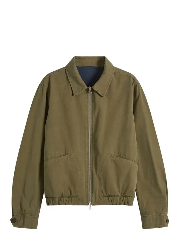 DRAKE'S Reversible Cotton Blouson Jacket - Olive/blue