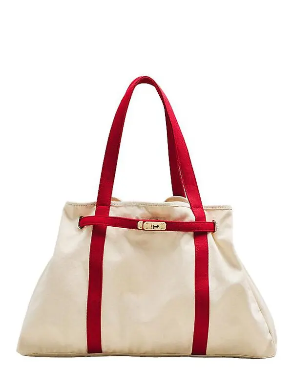 Anthropologie Slouchy Canvas Tote Bag - Red