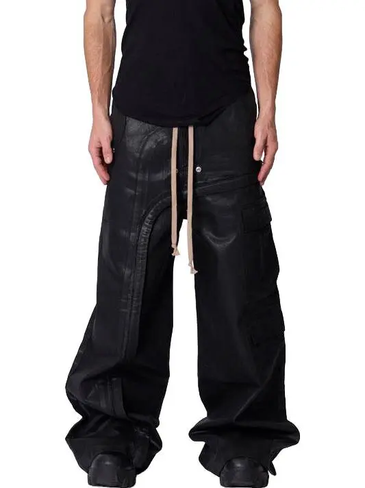 Mnml Waxed Oversize Cargo Pants - Black