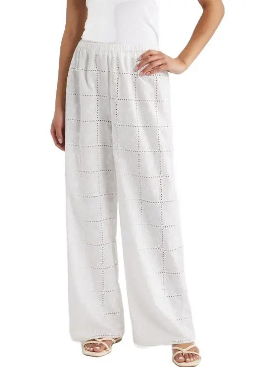 Faithfull The Brand Mora Broderie Anglaise Wide Leg Pants - Broderie White