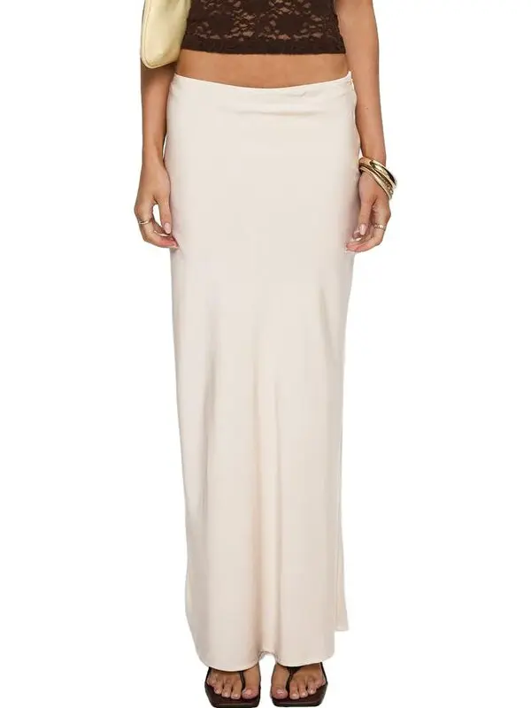 Princess Polly Haley Satin Maxi Skirt - Champagne