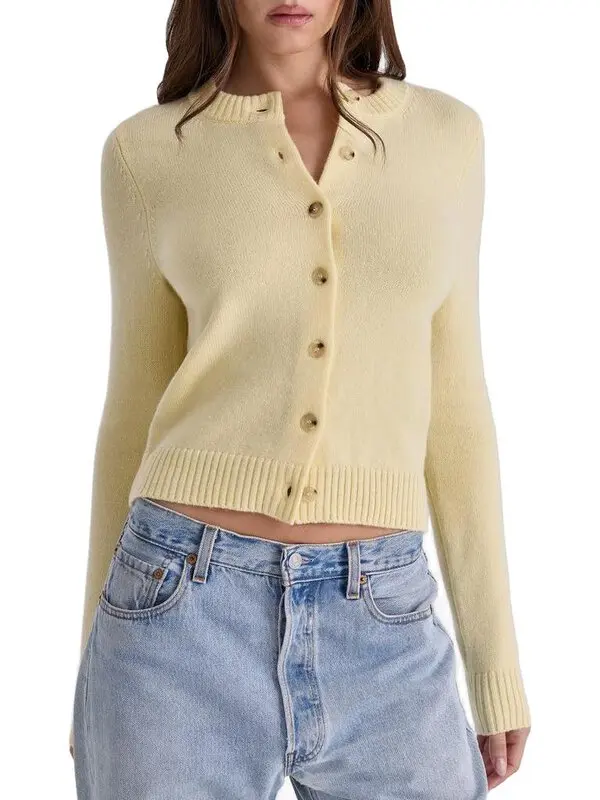 House Of Cb Signature Merino Wool Blend Cardigan - Lemon