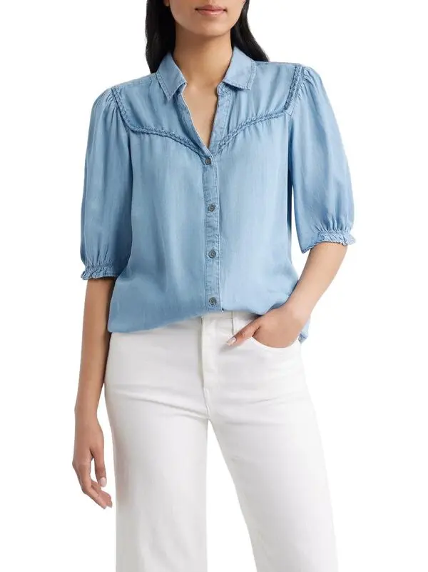 BEACHLUNCHLOUNGE Indira Denim Shirt - Light Wash