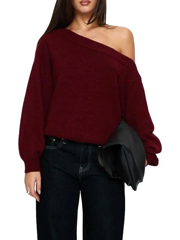Princess Polly One-shoulder Sweater - Red