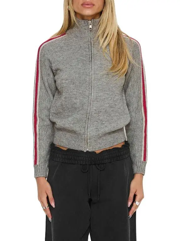 Princess Polly Caysey Front Zip Sweater - Grey