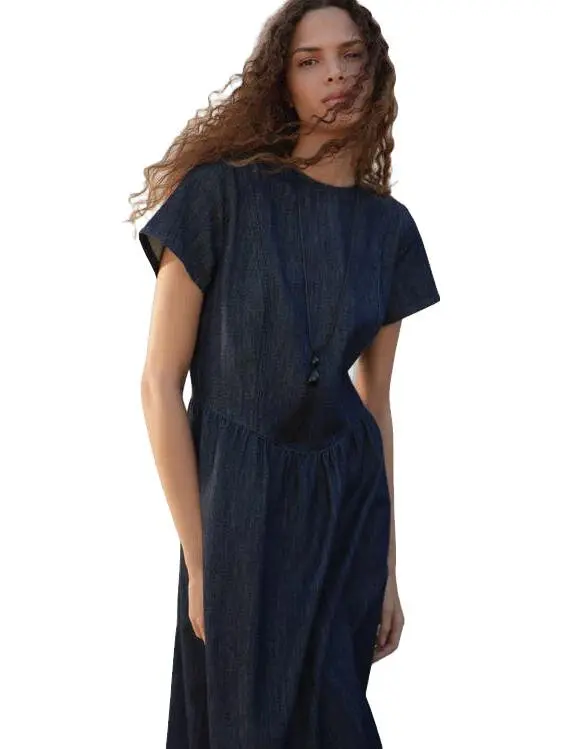 H&m Denim Maxi Dress - Dark Denim Blue