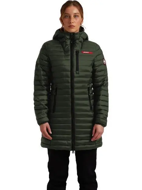 JACK1T Satell1te Longline Hooded Jacket - Olive