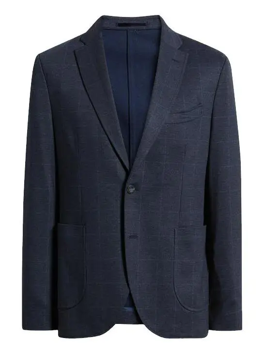 GRUNER 1949 Alfi Windowpane Check Knit Sport Coat - Navy Windowpane