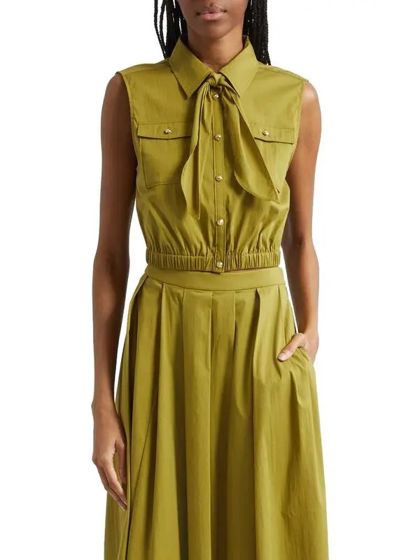Cinq À Sept Sleeveless Tie Neck Shirt - Dark Cardamom
