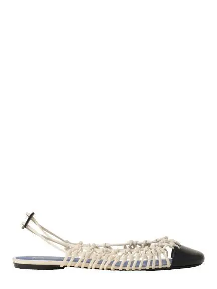 LANVIN Braided Leather Slingback Ballerinas - White