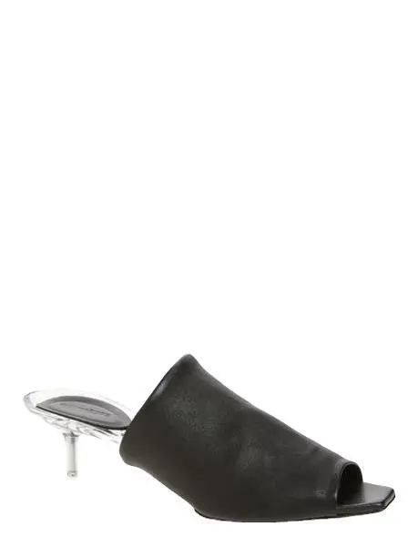 COURREGES Leather Slide Sandal With Transparent Sole - Black
