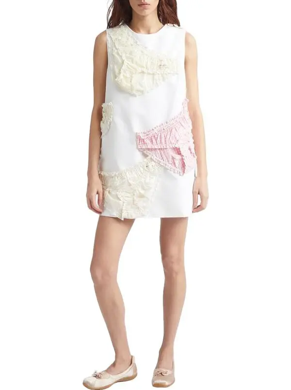 Sandy Liang Copellia" Cotton Poplin Sleeveless Mini Dress - White
