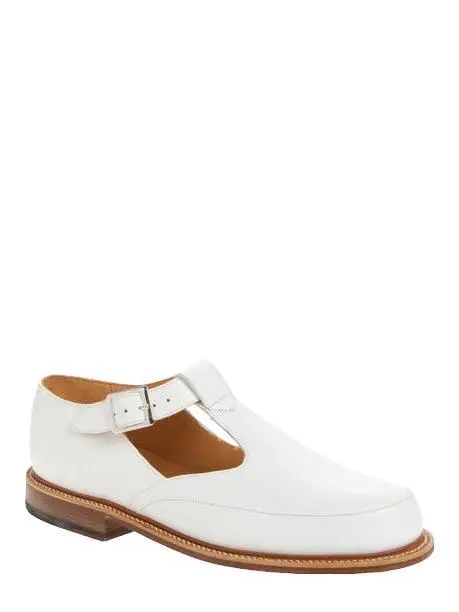 J.M. WESTON Salom T-bar Mary Janes - White Smooth Calf