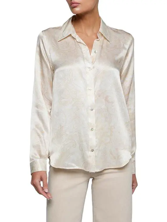 L'Agence Tyler Paisley Silk Shirt - Vintage White Tnl Paisley