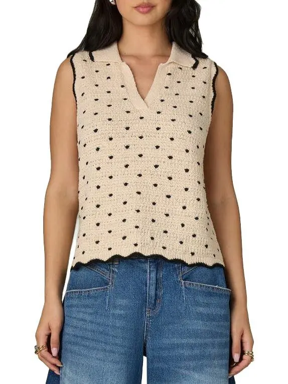 Wit & Wisdom Polka Dot Sweater Tank - Ecru/black