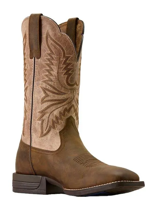 Ariat Brush Creek Western Boots With Traditional Stitching - Aged Tan