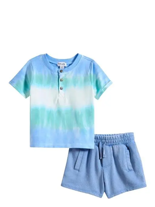 Splendid Tie-dye Henley Top & Shorts Set - Sea Blast Tie Dye