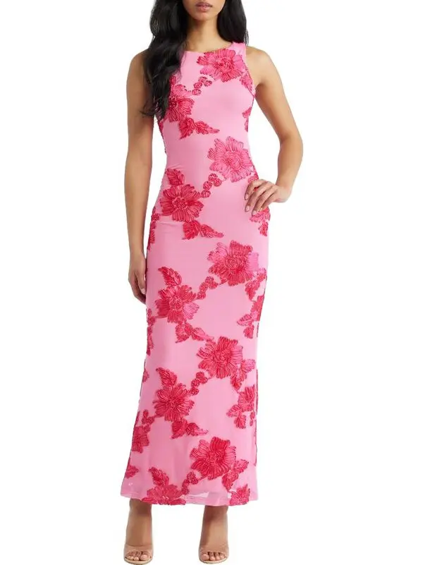 Princess Polly Fiona Floral Sleeveless Maxi Dress - Pink