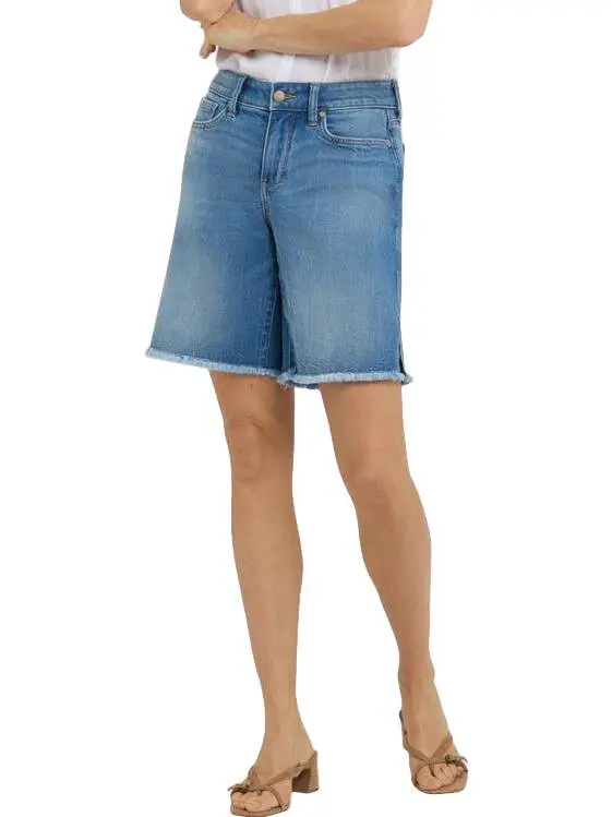 NYDJ Naomi Relaxed Raw Hem Denim Shorts - Pacifica