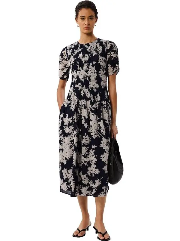 Whistles Shadow Floral Avery Midi Dress - Navy/multi