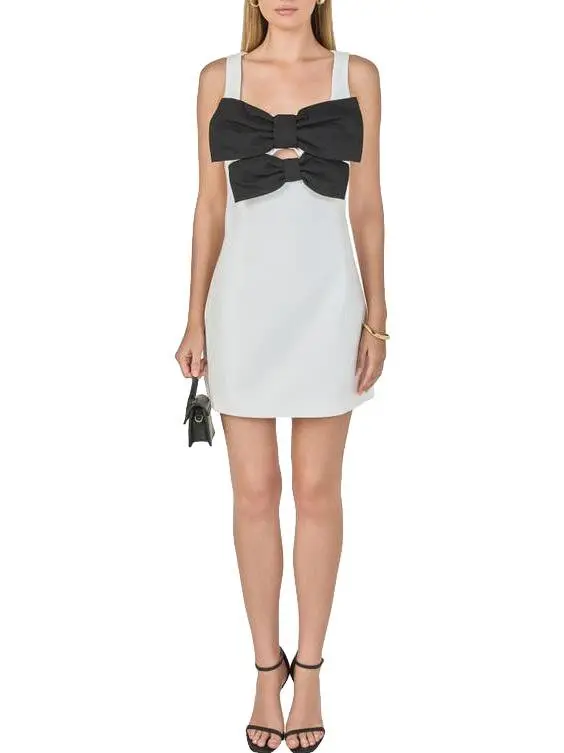 Endless Rose Double Bow Cutout Detail Mini Dress - Ivory/black
