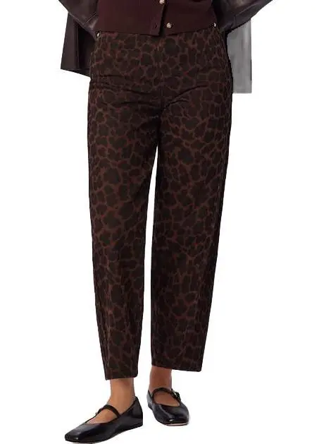 Whistles Barrel Leg Animal Print Jeans - Leopard Print
