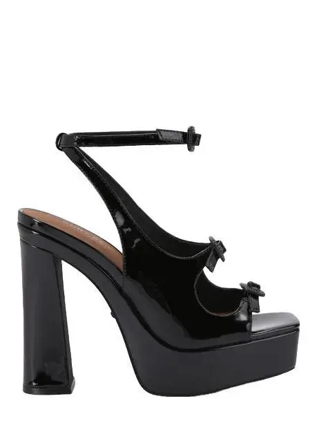Kurt Geiger Patent Leather Triple Buckle Platform Sandals - Black