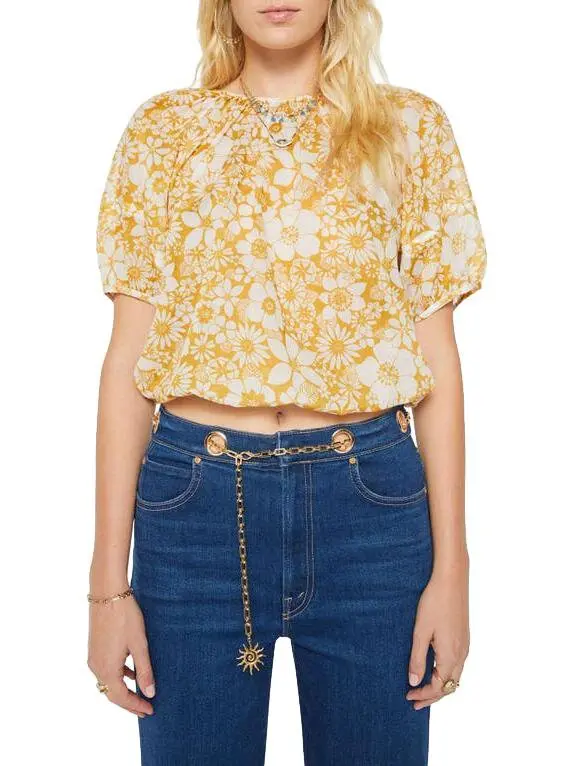 MOTHER The Party In The Back Floral Cotton Crop Top - Floral Notes