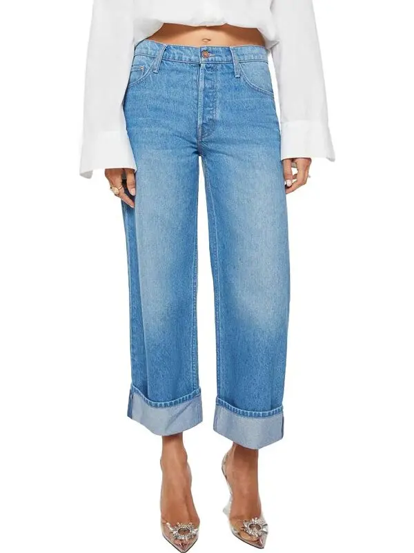 MOTHER Snacks! The Smoothie Cuffed Crop Wide Leg Jeans - Secret Ingredient