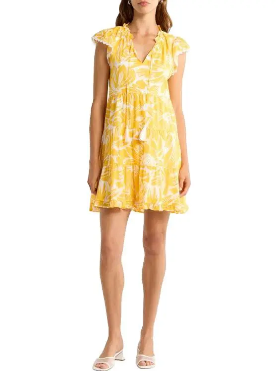SUGARLIPS Joni Flutter Sleeve Dress - Cream-gold
